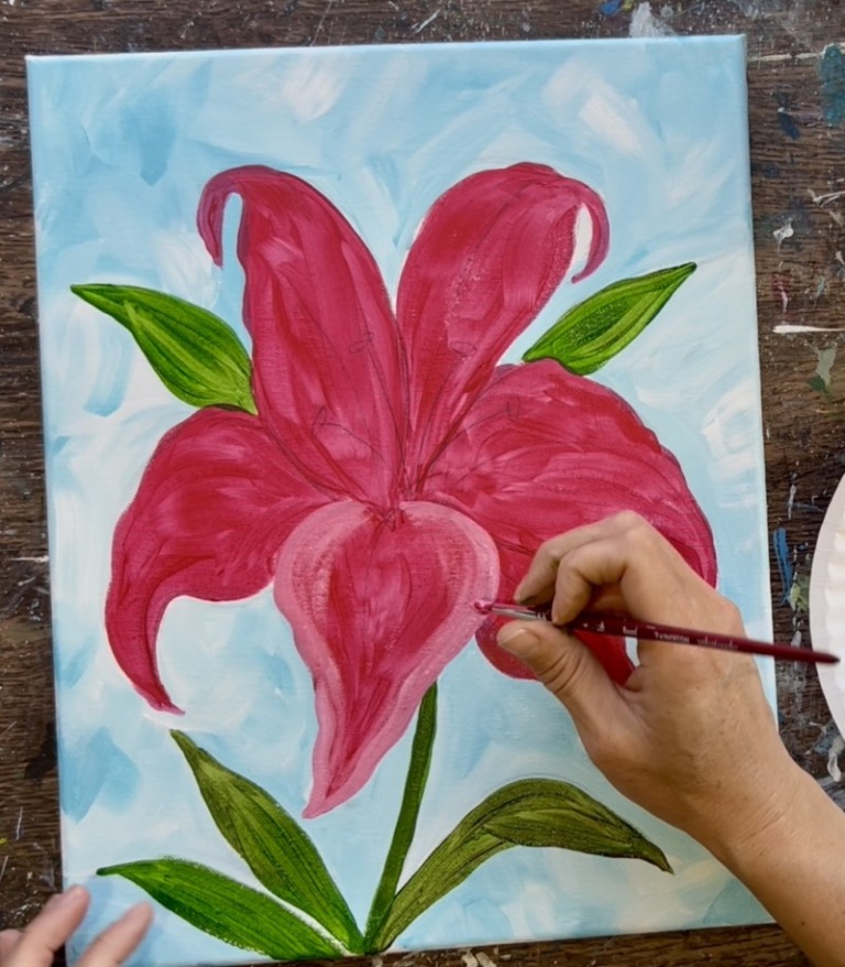 How To Paint A Stargazer Lily - Acrylic Tutorial - Tracie Kiernan ...