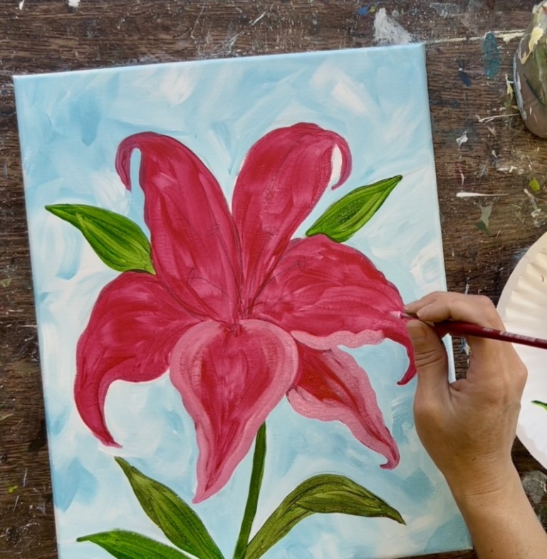 How To Paint A Stargazer Lily - Acrylic Tutorial - Tracie Kiernan ...