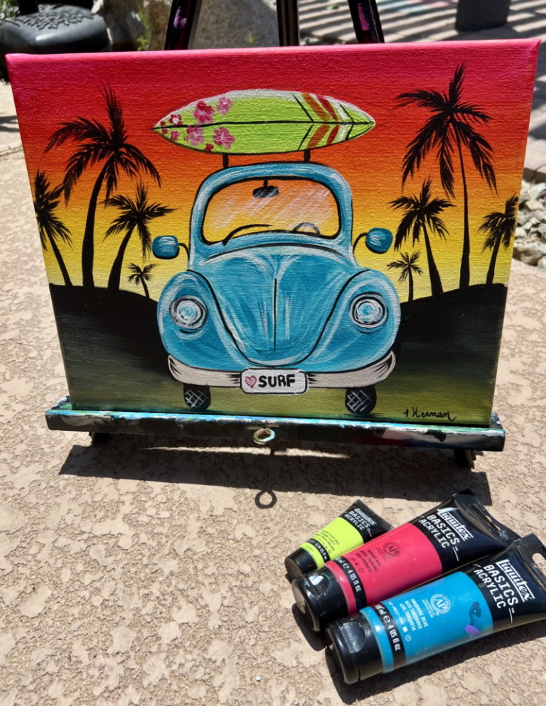 Sunset Surf Bug - Acrylic Tutorial - Tracie Kiernan - Step By Step Painting