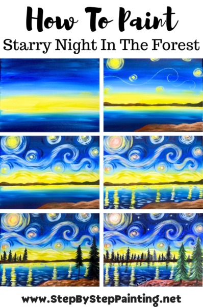 Starry Night In The Forest - Acrylic Painting Tutorial - Tracie Kiernan ...