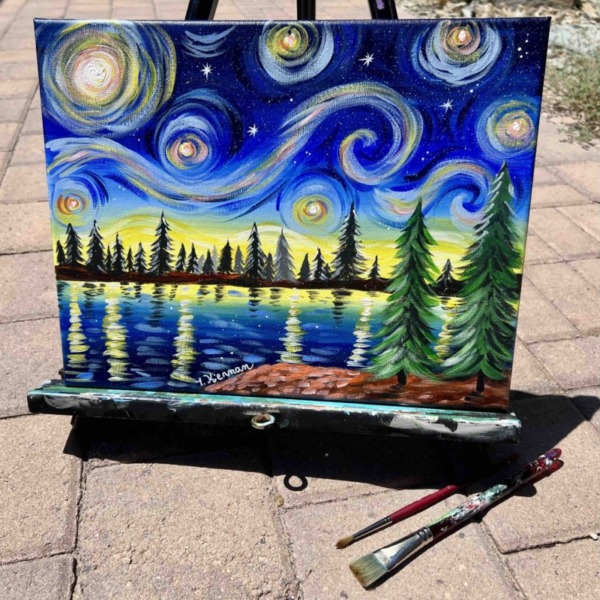Starry Night In The Forest - Acrylic Painting Tutorial - Tracie Kiernan ...
