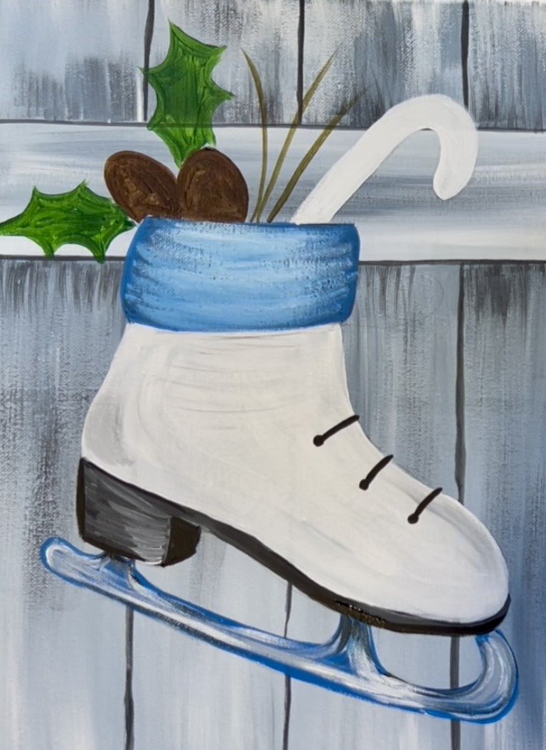 Rustic Winter Ice Skate - Acrylic Painting Tutorial - Tracie Kiernan ...