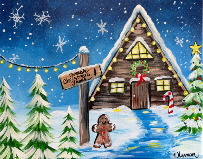 "Fresh Christmas Trees" - A-Frame Christmas Cabin Tree Farm - Acrylic ...