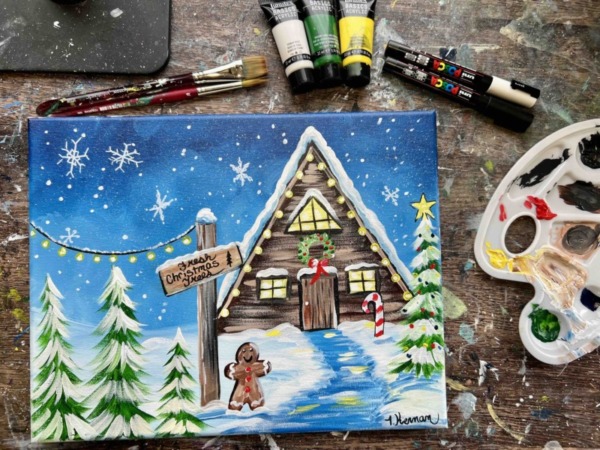 "Fresh Christmas Trees" - A-Frame Christmas Cabin Tree Farm - Acrylic ...