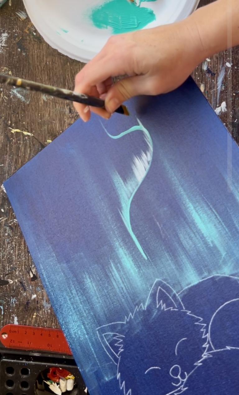 Sleepy Aurora Fox - Acrylic Painting Tutorial - Tracie Kiernan - Step ...