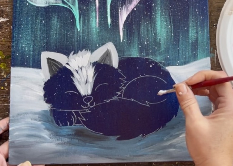 Sleepy Aurora Fox - Acrylic Painting Tutorial - Tracie Kiernan - Step ...
