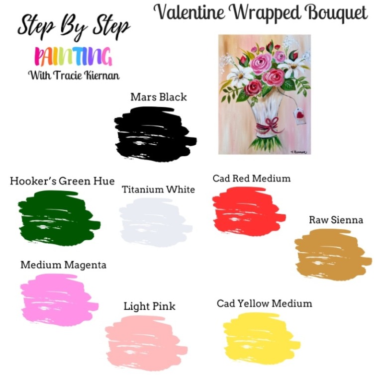 Valentine's Day Wrapped Bouquet - Acrylic Painting Tutorial - Tracie ...