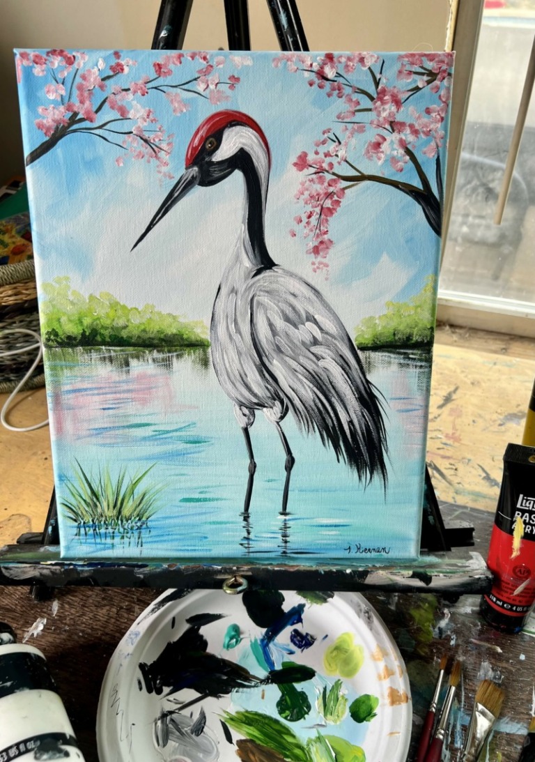 Tranquil Crane - Acrylic Painting Tutorial - Tracie Kiernan - Step By ...